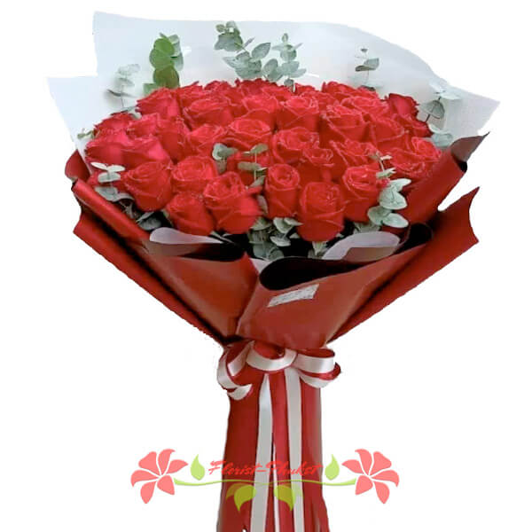 Ruby Romance bouquet (35 Red Roses) - Valentine's day - Flower Delivery Phuket